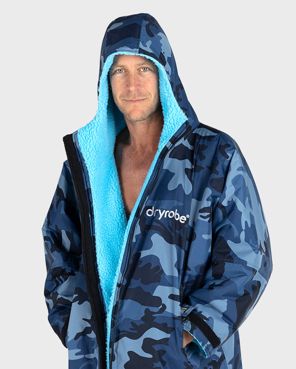 Blue Camo Blue Long Sleeve Adult Changing Robe | Dryrobe® – Dryrobe® USA