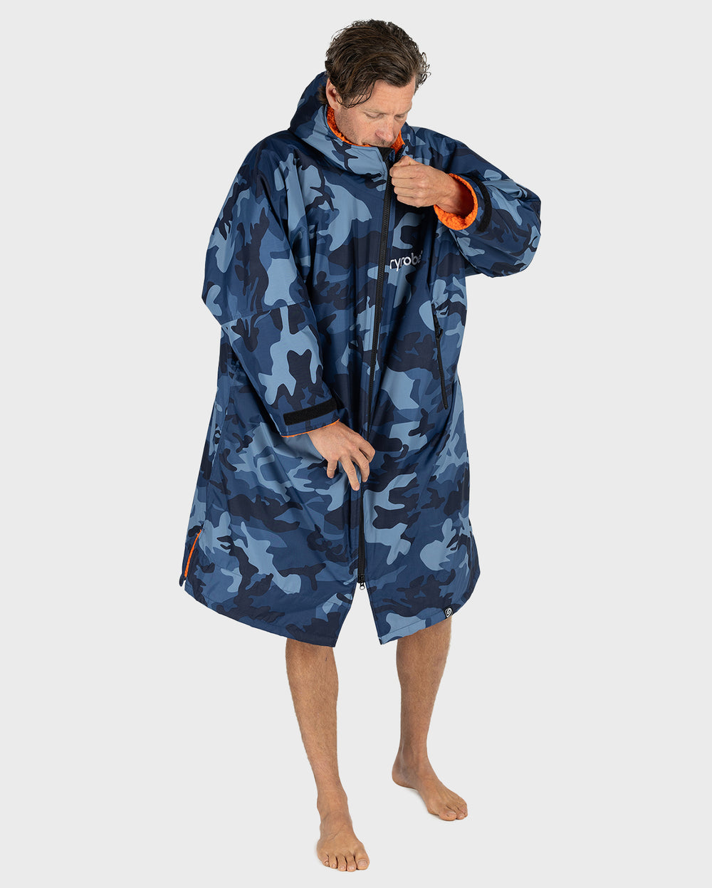dryrobe® Advance Long Sleeve Changing Robe - Blue Camo | Orange ...