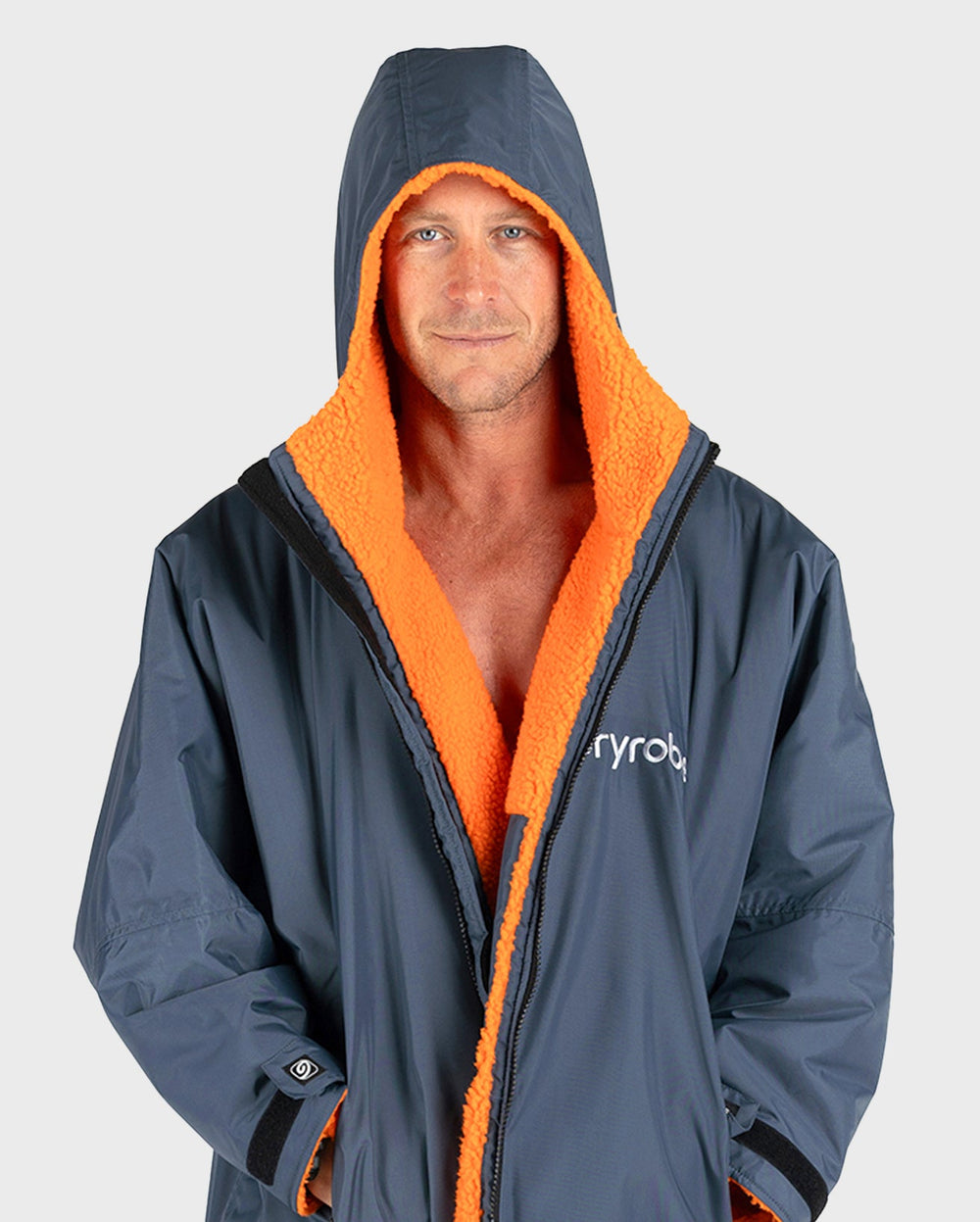Dark Grey Orange Long Sleeve Adult Changing Robe | Dryrobe® – Dryrobe® USA