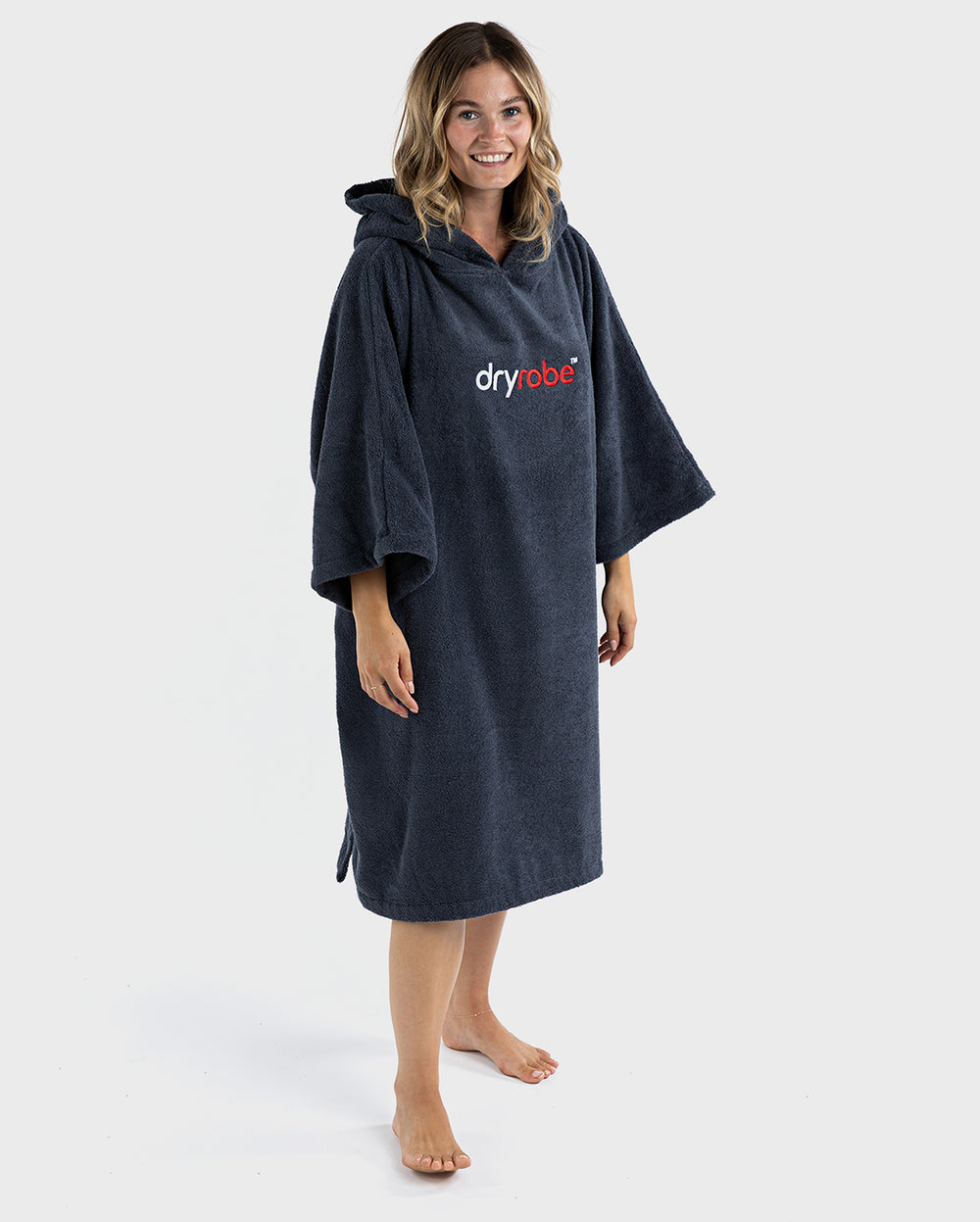 dryrobe ® Organic Towel dryrobe | Navy Blue | Towelling Change Robe ...