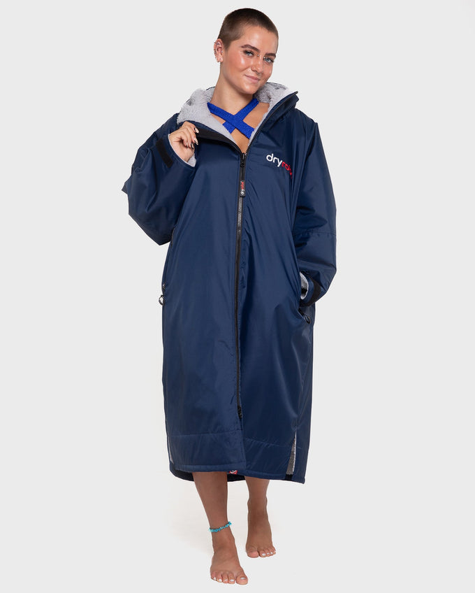 Navy Grey Long Sleeve Adult Changing Robe | Dryrobe® – Dryrobe® USA