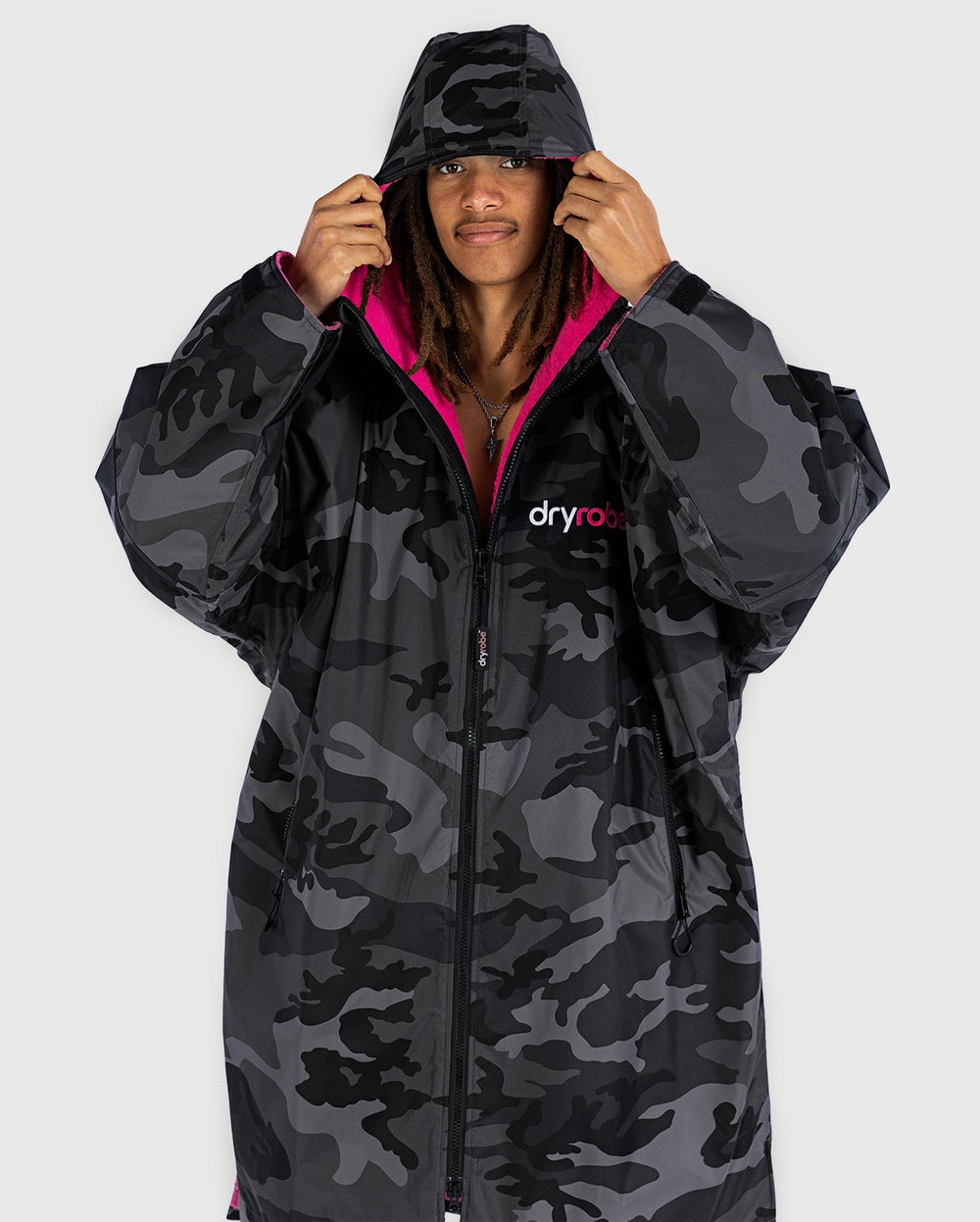 Black Camo Pink Long Sleeve Adult Changing Robe | Dryrobe® – Dryrobe® USA