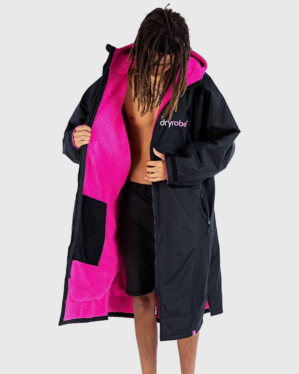 Black Pink Long Sleeve Adult Changing Robe | Dryrobe® – Dryrobe® USA