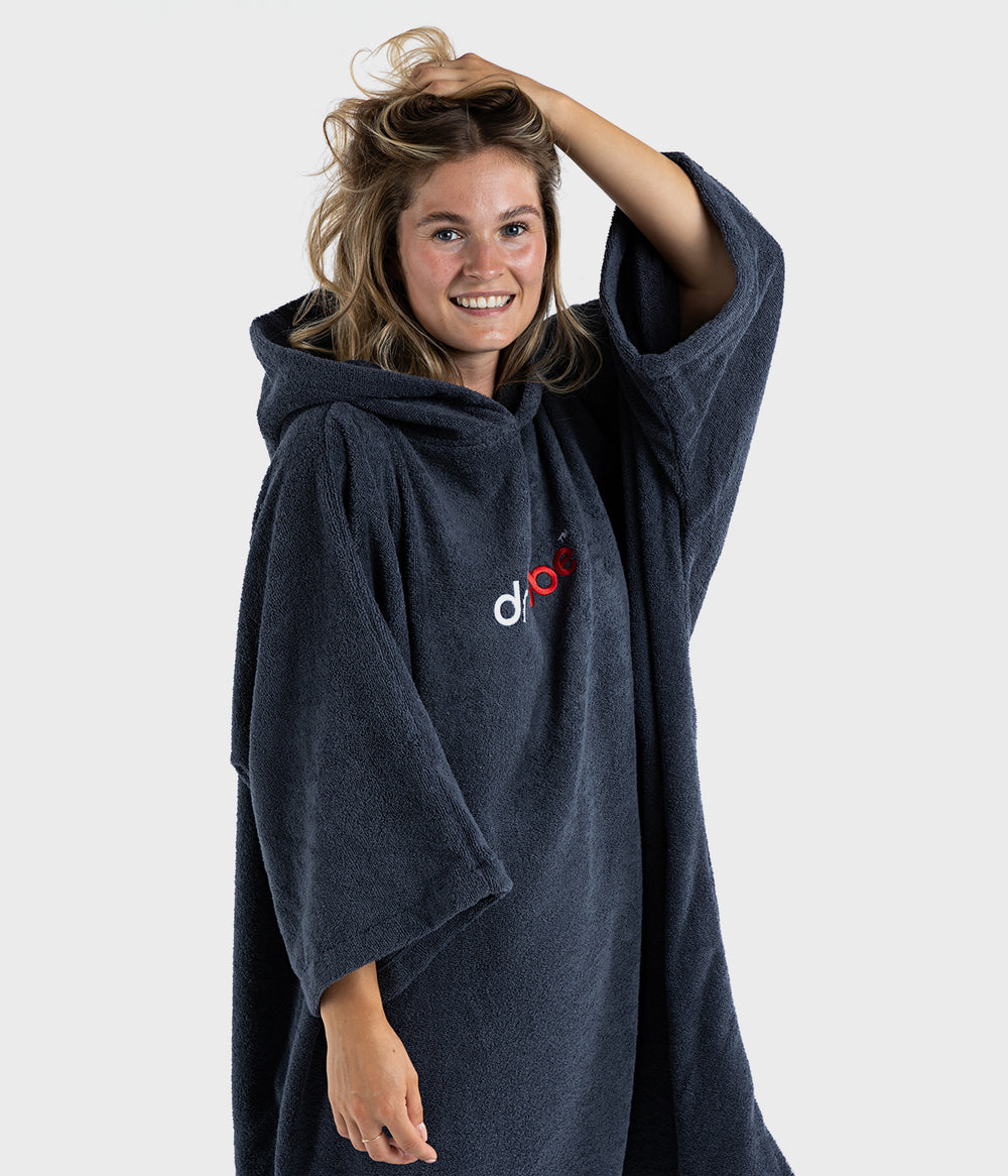 dryrobe ® Organic Towel dryrobe | Navy Blue | Towelling Change Robe ...